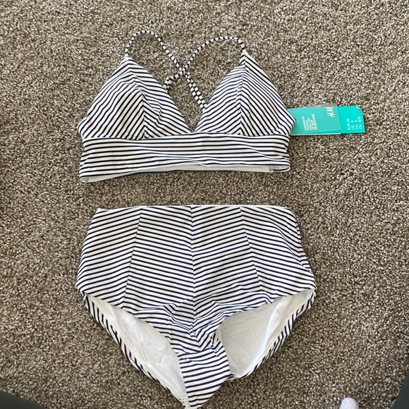 Handm Swim Brand New Hm Blue And White Navy Striped Bikini Poshmark
